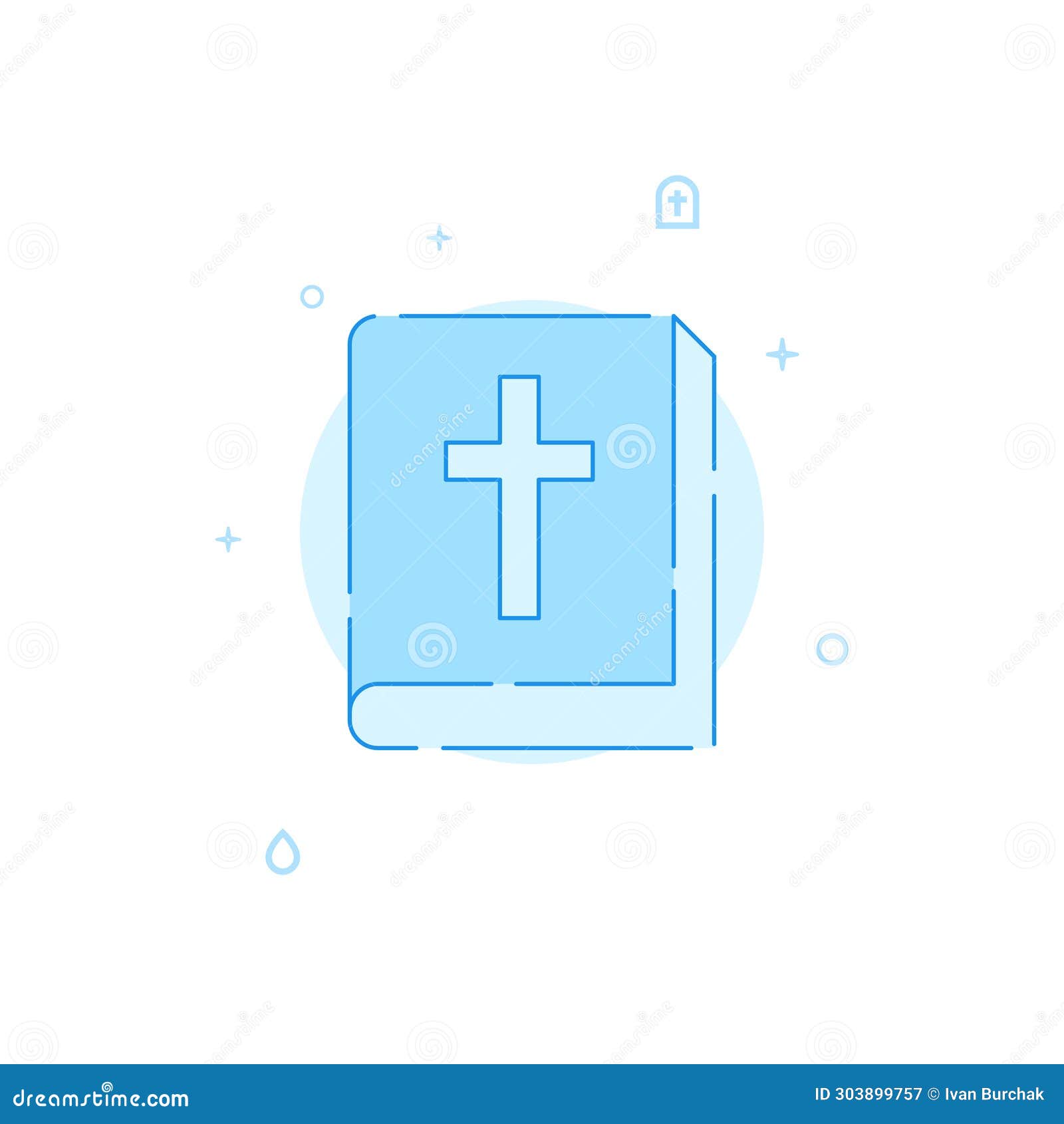 Bible, Holy Scripture Flat Vector Icon. Filled Line Style. Blue Monochrome Design. Editable ...
