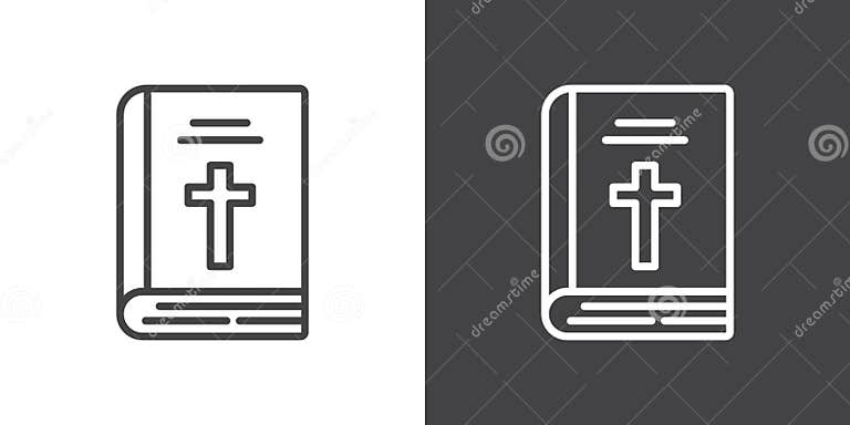 Bible Icon Flat Vector Set Outline Stock Vector - Illustration of book ...