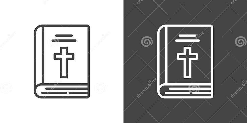 Bible Icon Flat Vector Set Outline Stock Vector - Illustration of book ...