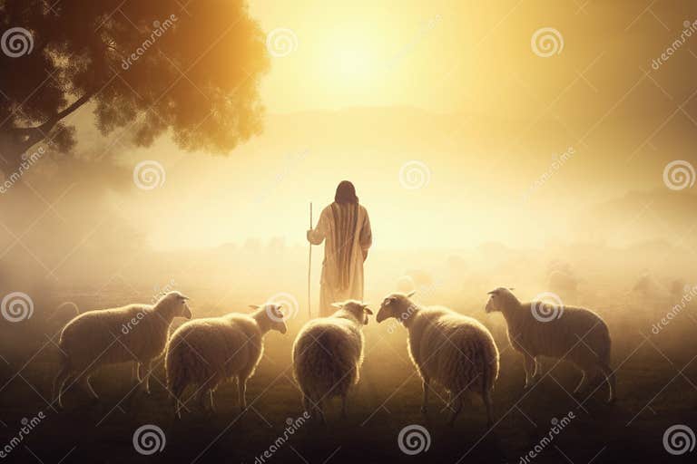 Bible Jesus Christ Shepherd with His Flock of Sheep Sunrise Stock ... Bible Jesus Christ Shepherd with His Flock of Sheep Sunrise Stock ...