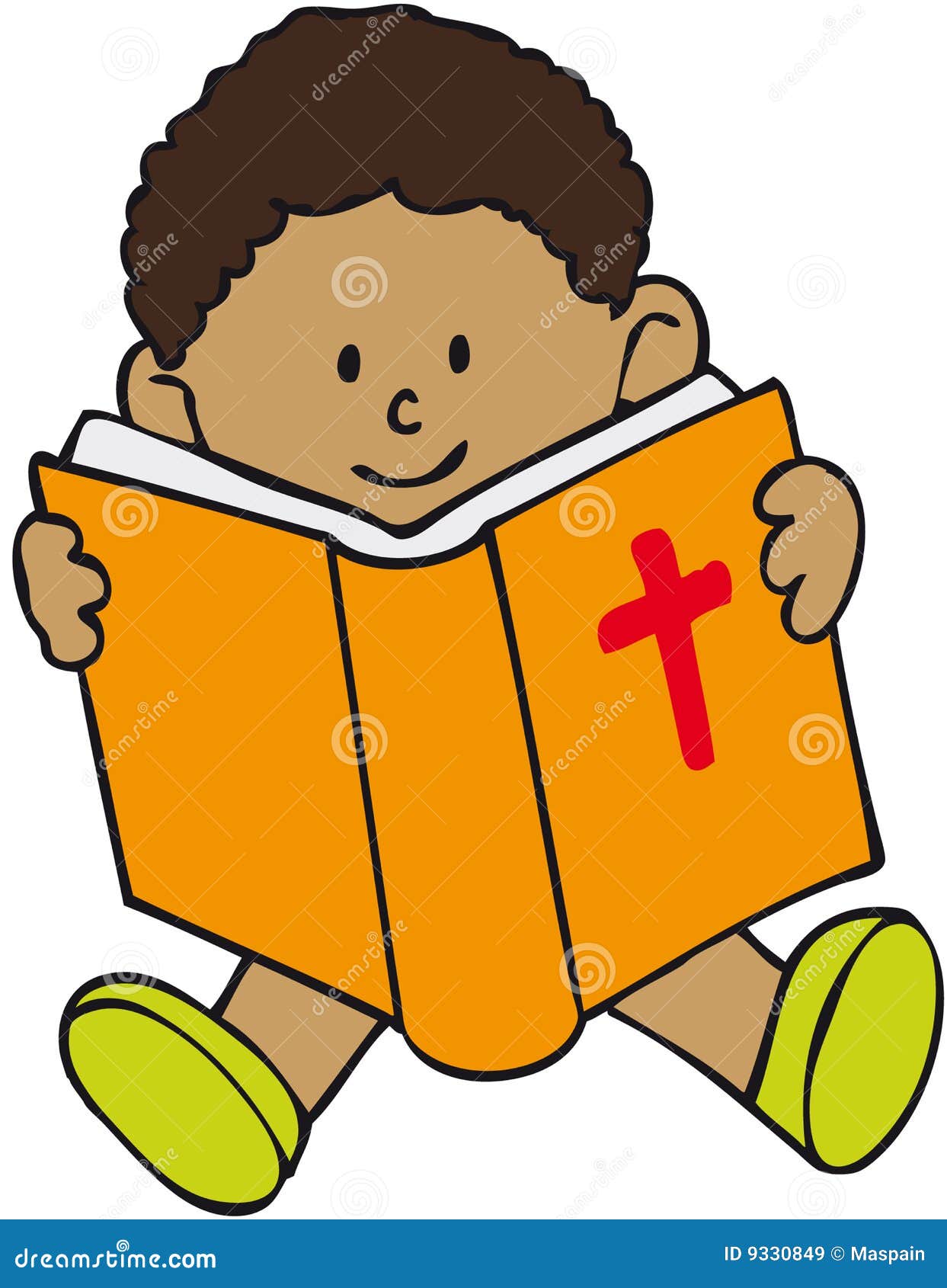 Child Reading Bible Clipart