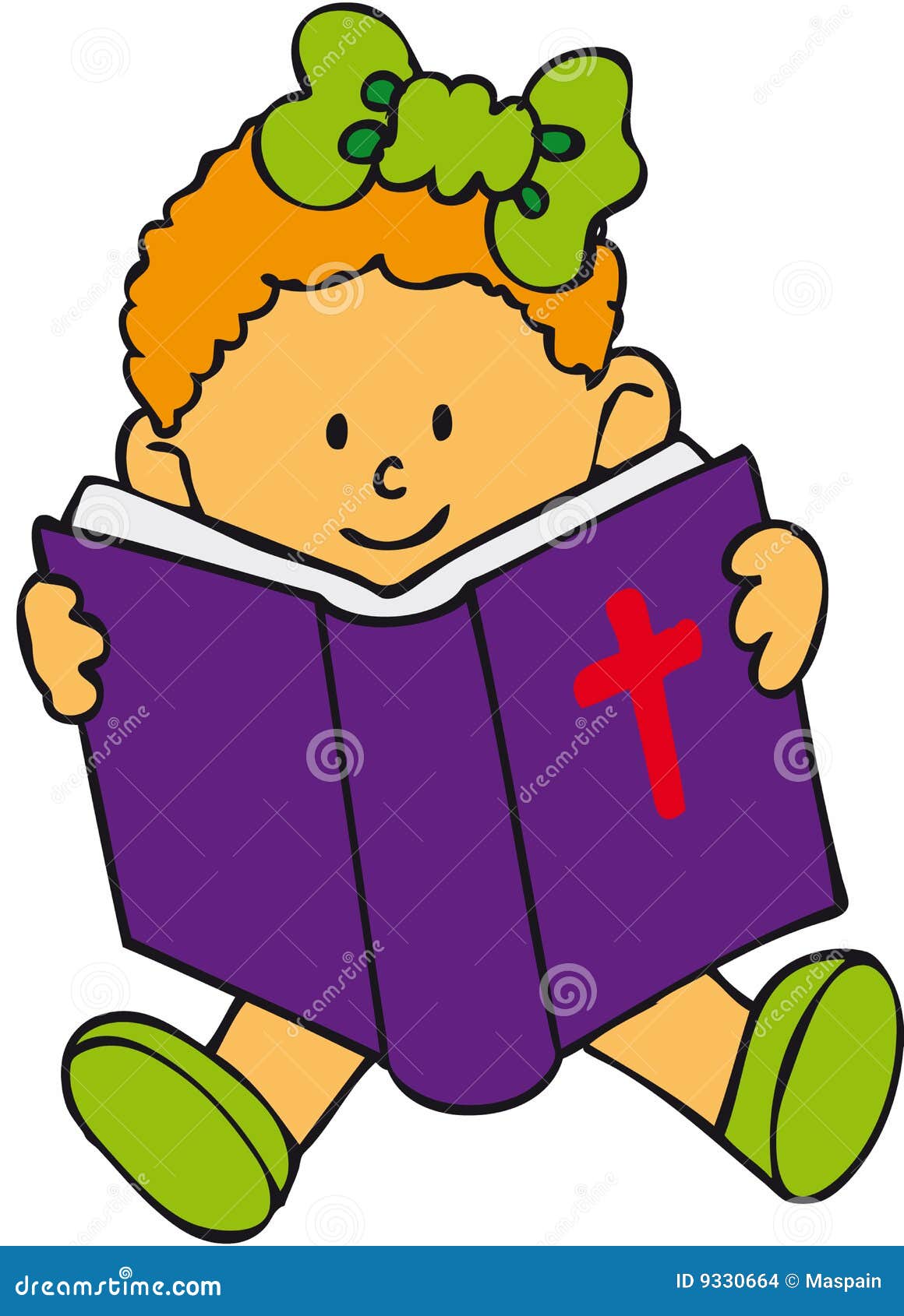 Child Reading Bible Clipart