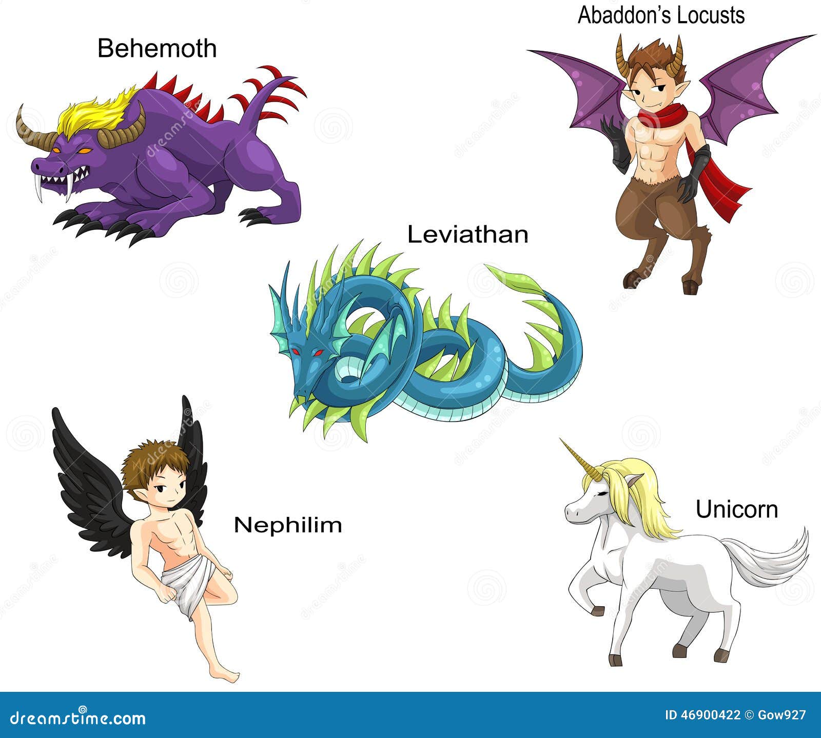 Bible Monsters Collection Set Icon in Cartoon Character Style Stock ...