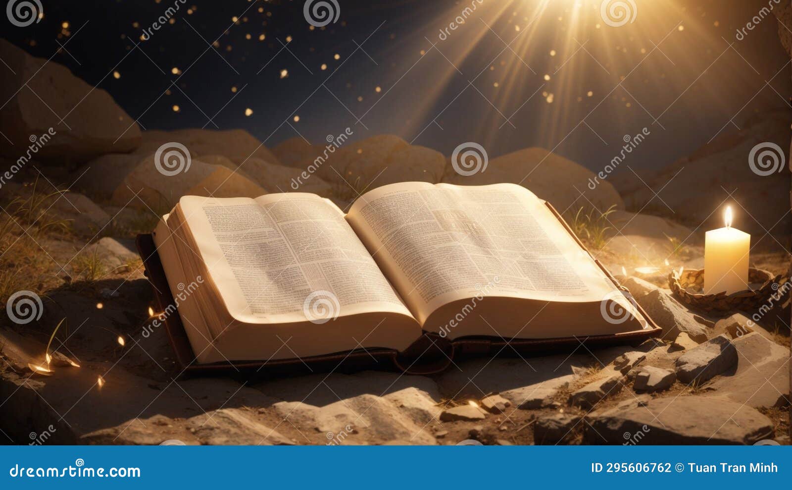 The Bible Open in the Light of God. Stock Illustration - Illustration ...