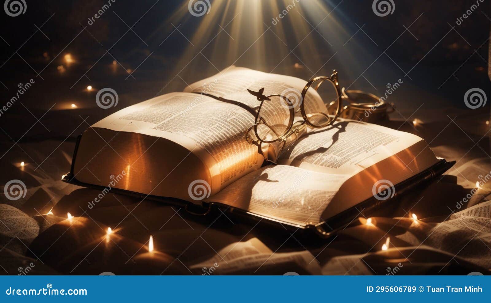 The Bible Open in the Light of God Stock Illustration - Illustration of ...