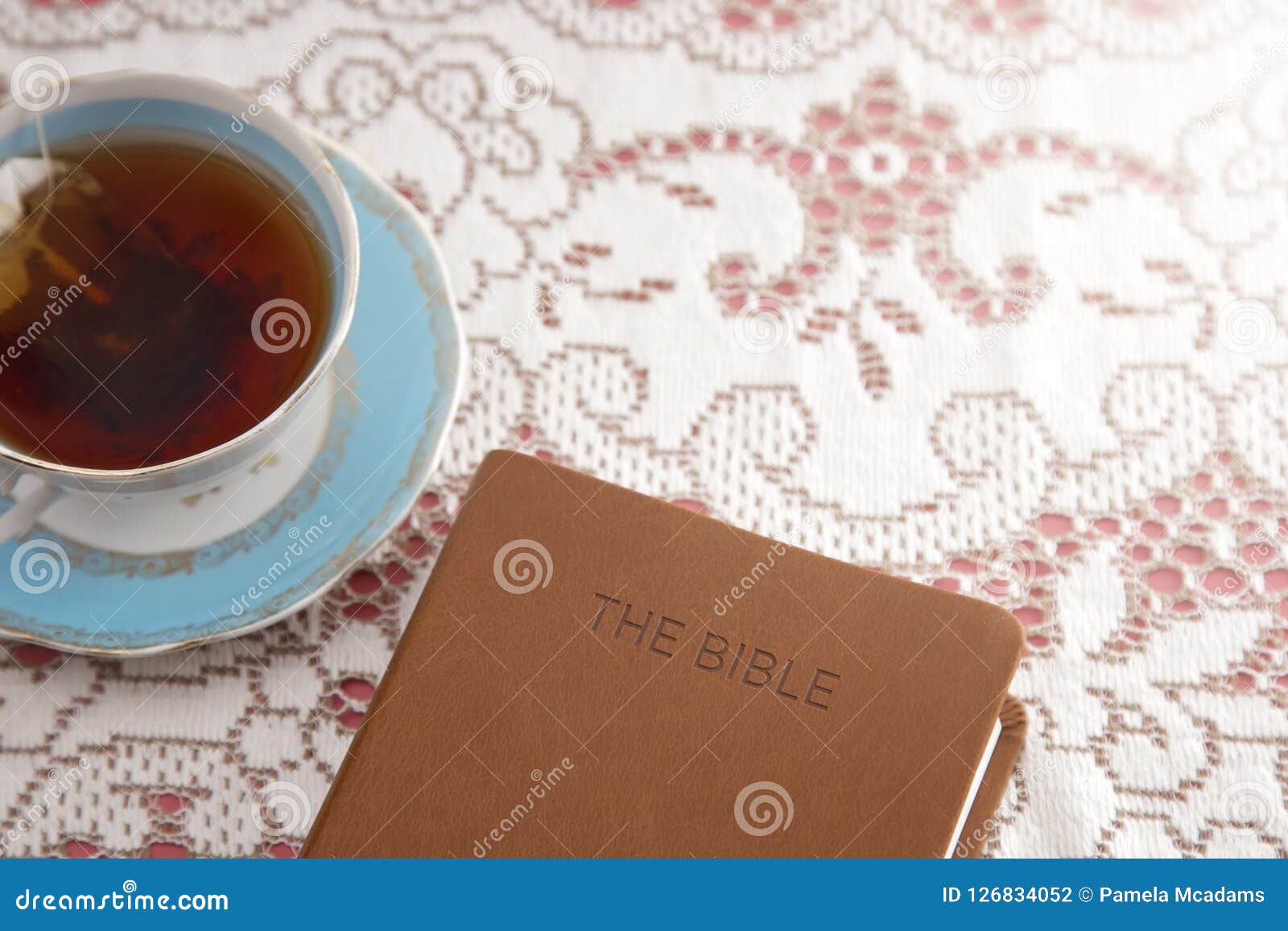 Bible Set Out With Tea For A Ladies Bible Study Royalty-Free Stock ...