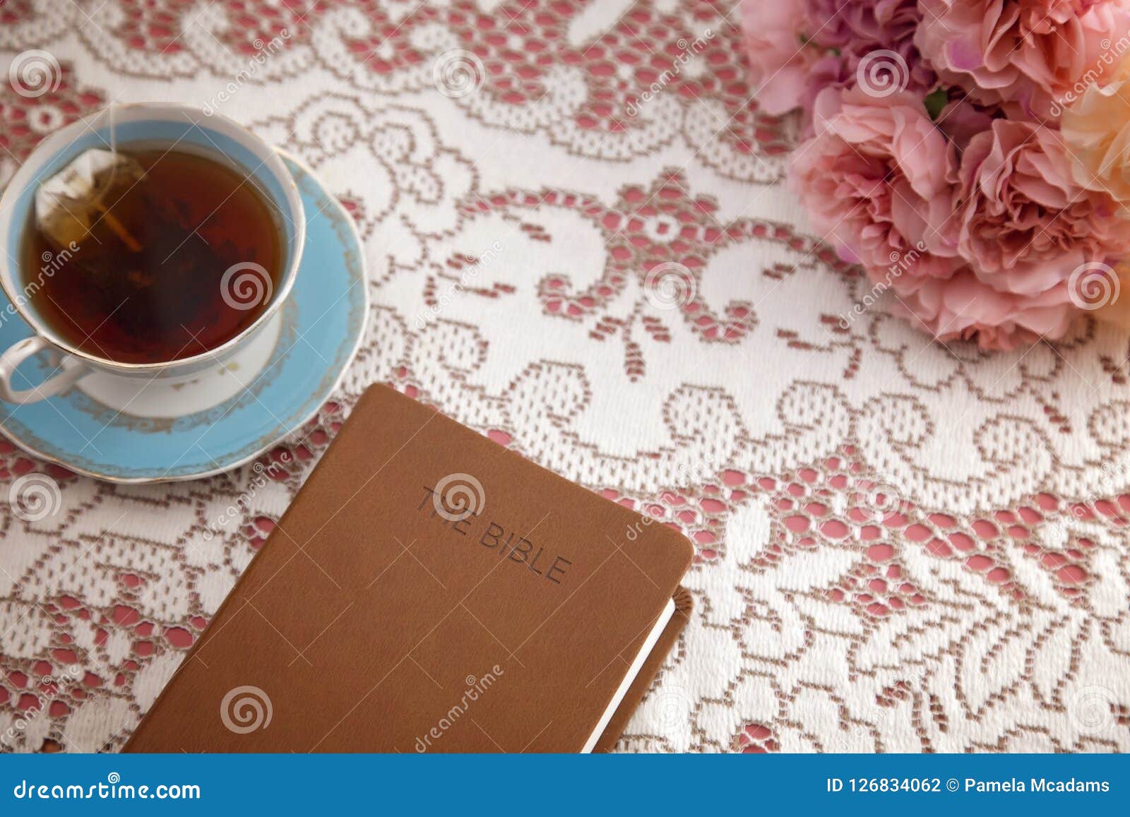 Bible Set Out With Tea For A Ladies Bible Study Royalty-Free Stock ...