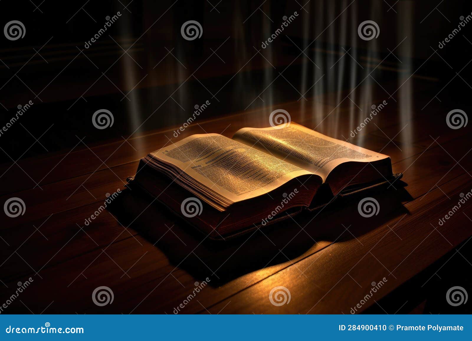 Bible, Shining Holy Bible on the Wooden Table. Generative Ai Stock ...