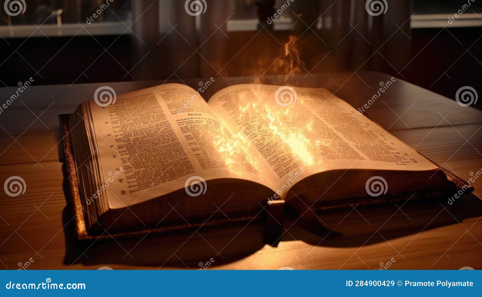 Bible, Shining Holy Bible on the Wooden Table. Generative Ai Stock ...