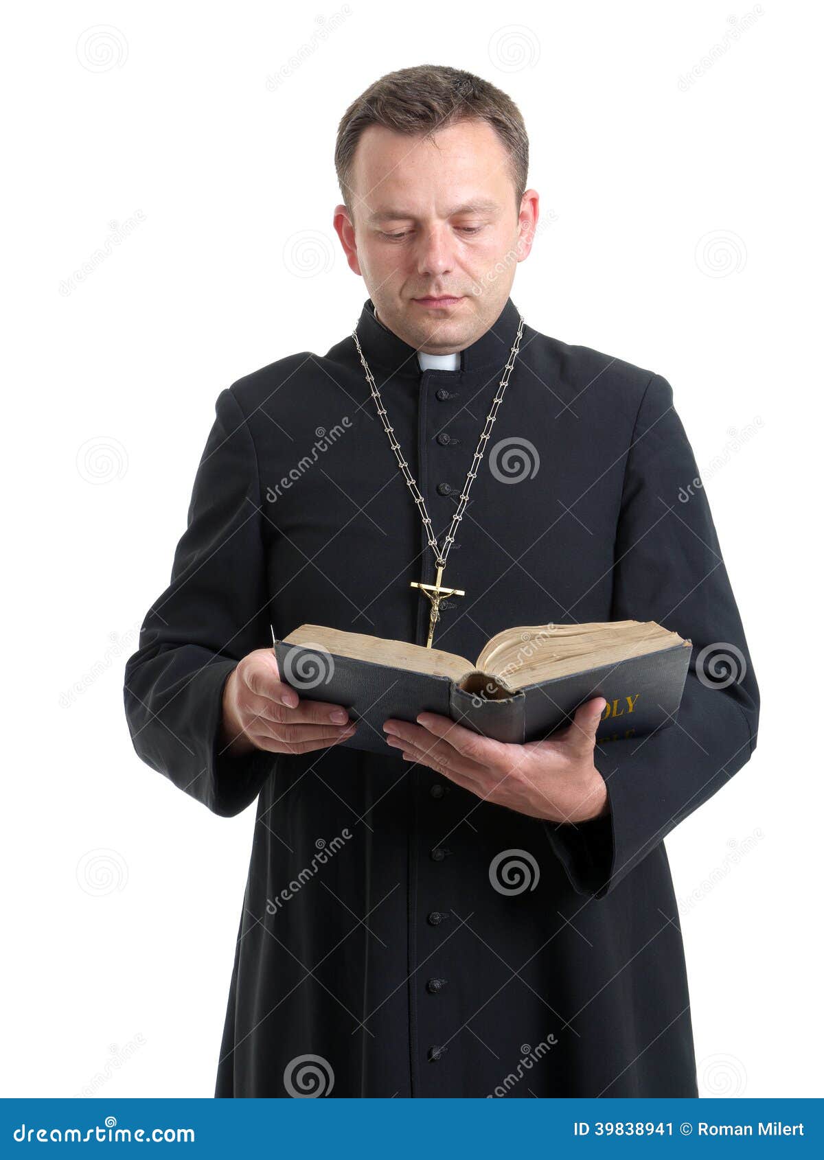 Bible studying stock image. Image of cassock, read, male - 39838941