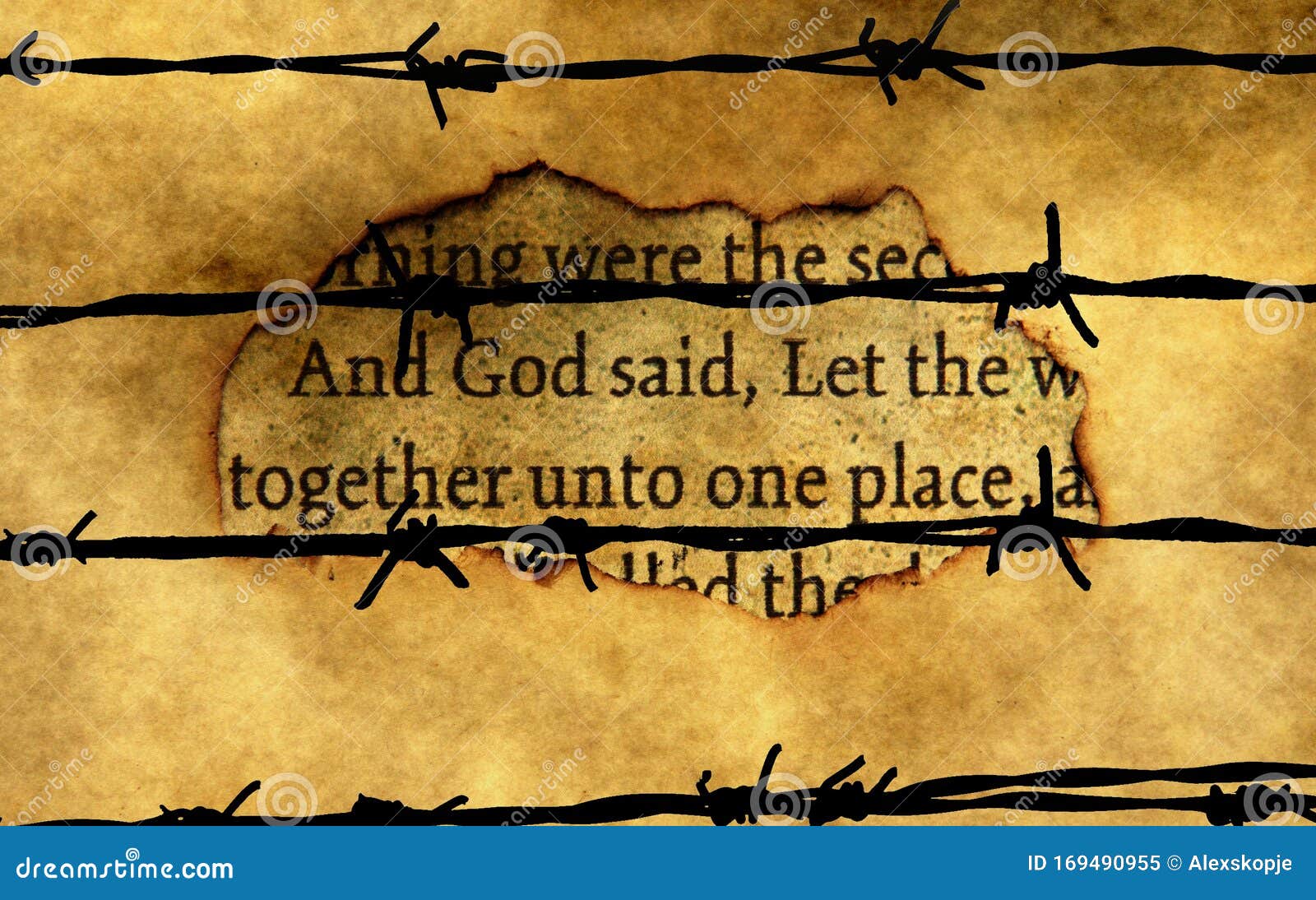 Bible Text on Paper Hole Against Barbwire Stock Image - Image of ...