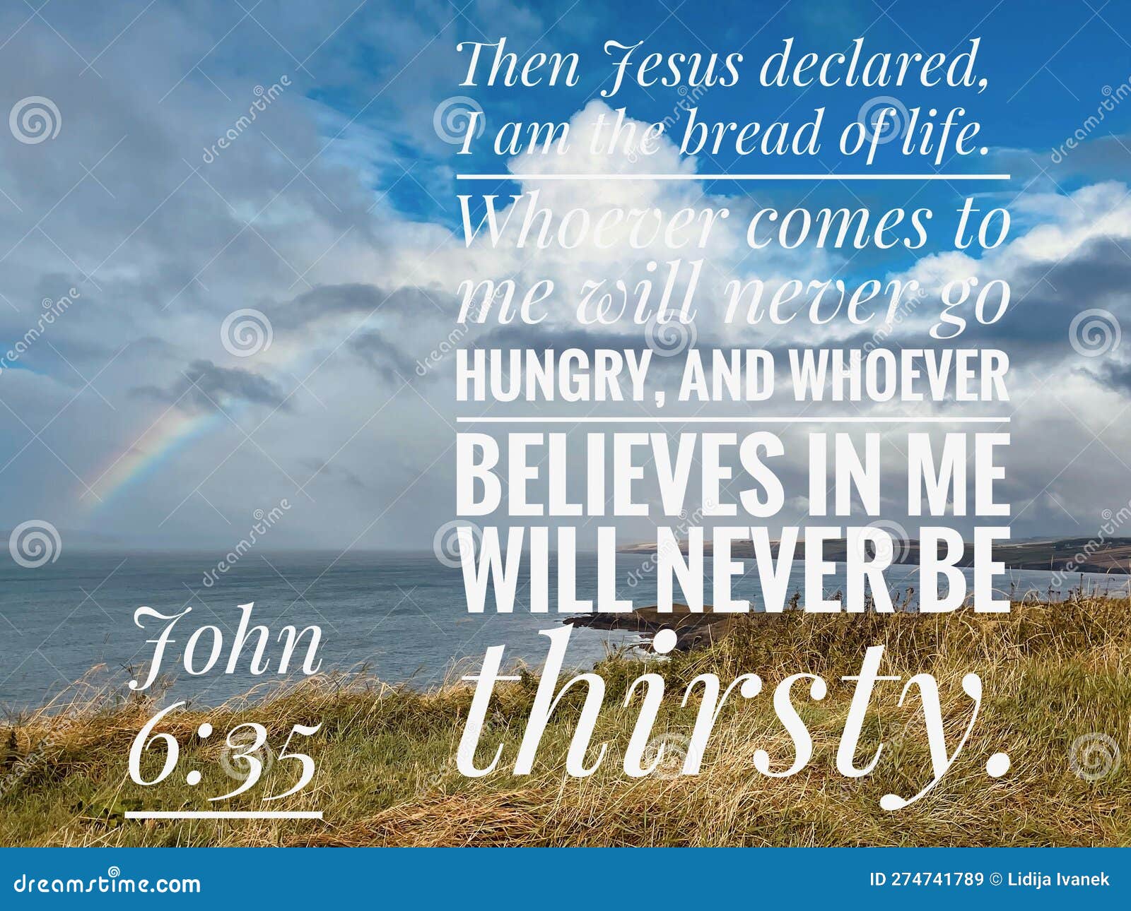Bible Verse John 6:35 Bread of Life Stock Image - Image of poster ...