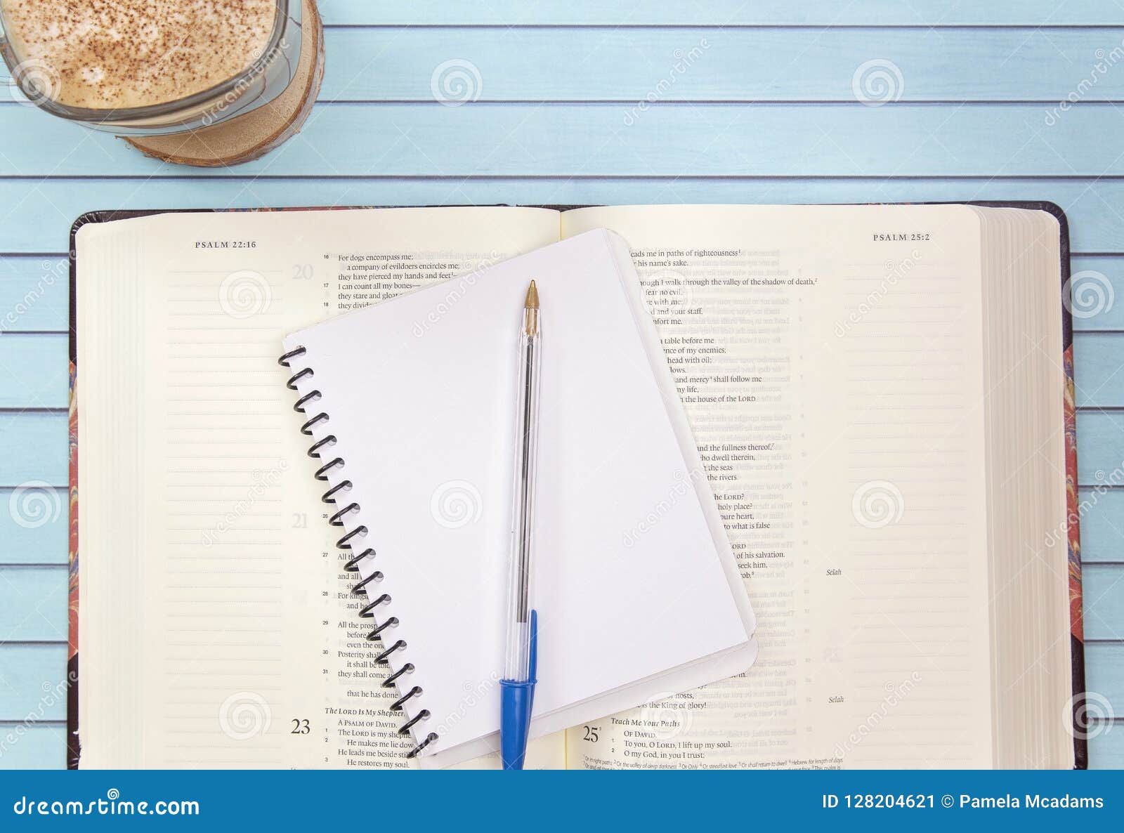 Bible on a Wooden Table Set Out for a Personal Bible Study Stock Image ...