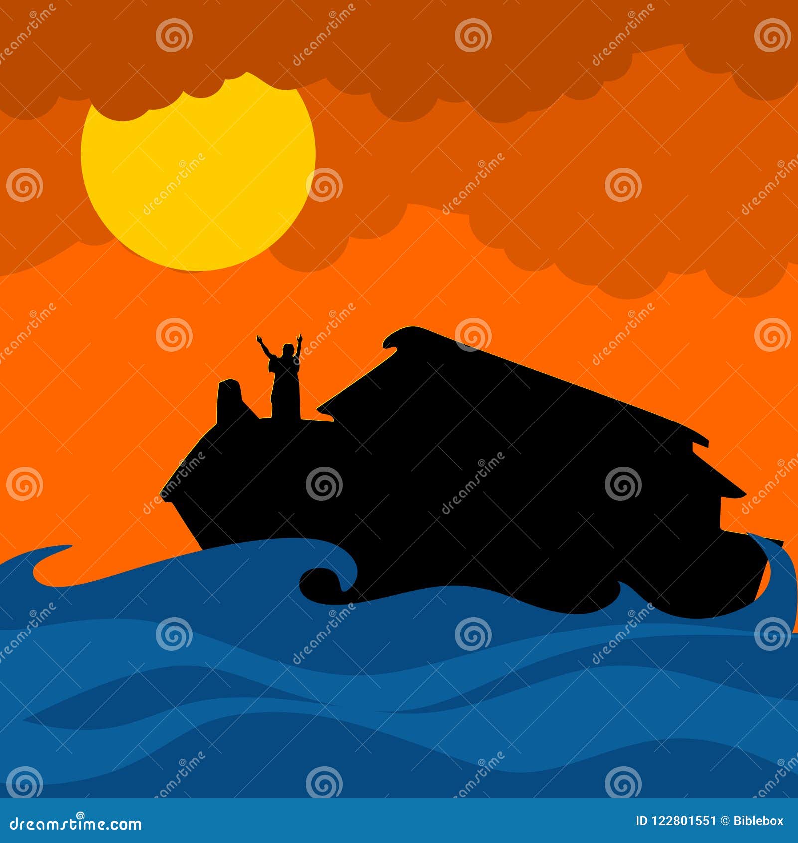 Biblical Illustration. Noah Prays To God in the Ark Stock Vector ...