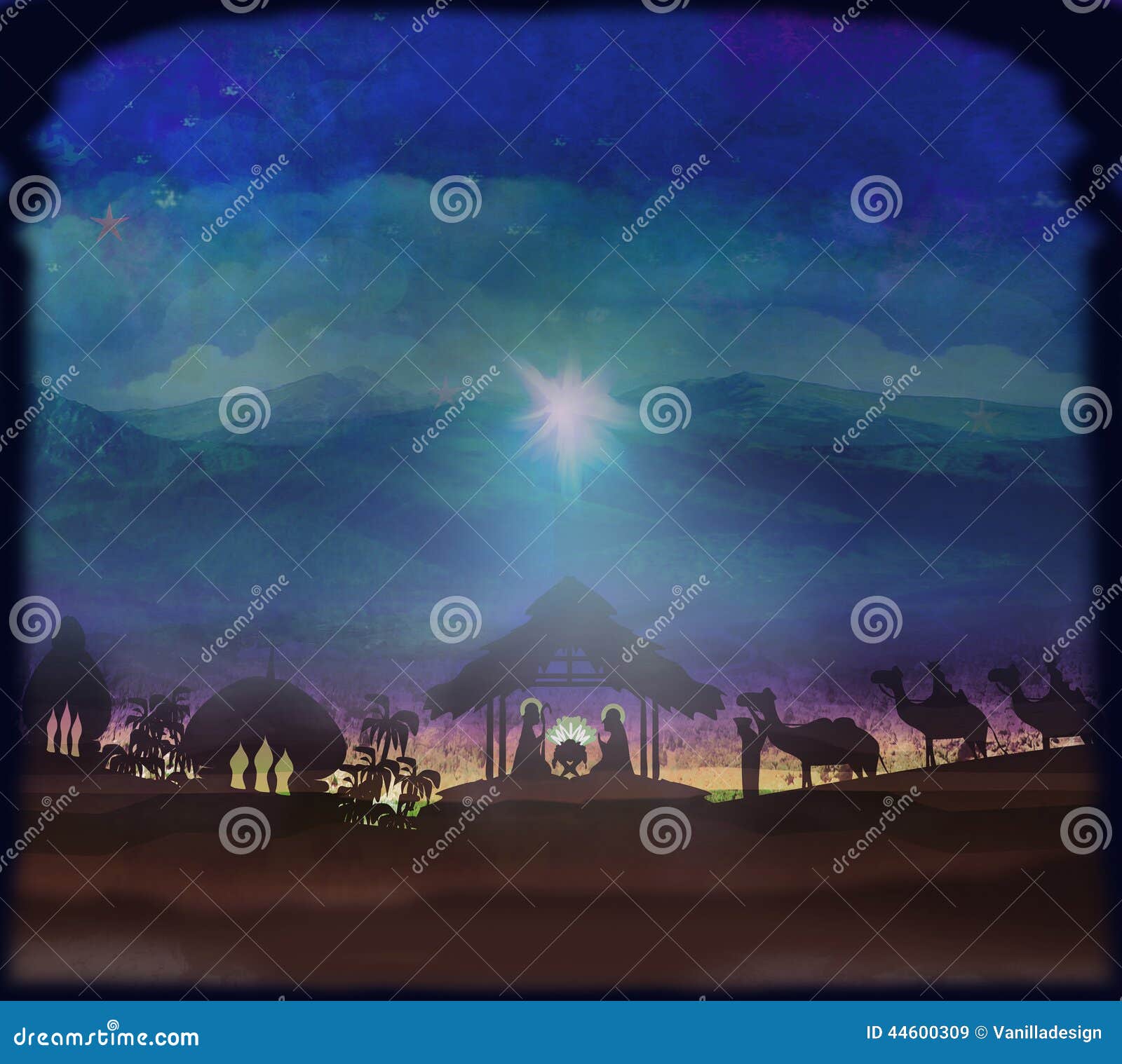 Biblical Scene - Birth Of Jesus In Bethlehem. Royalty-Free Cartoon ...