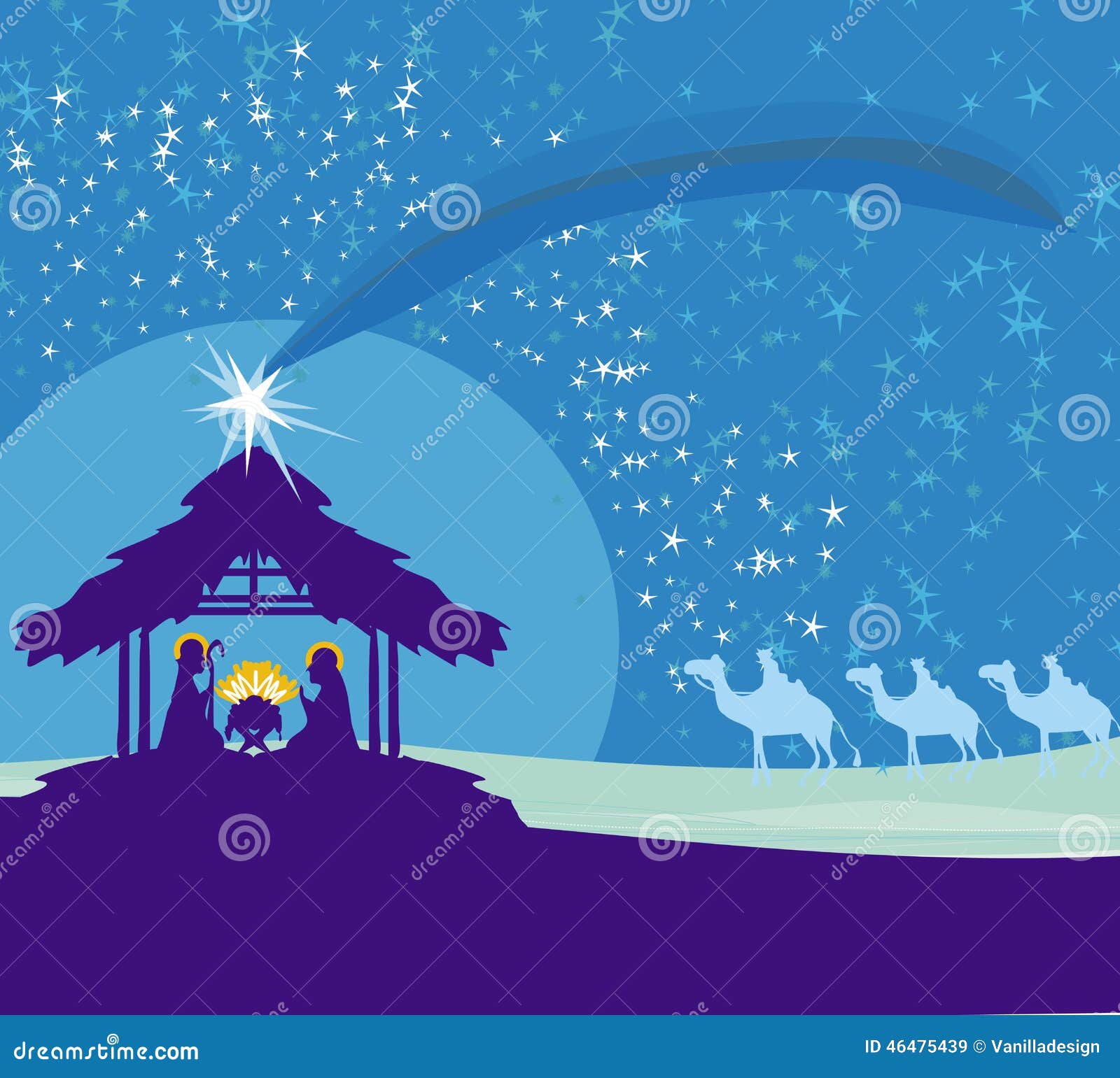 Biblical Scene - Birth of Jesus in Bethlehem. Stock Vector ...