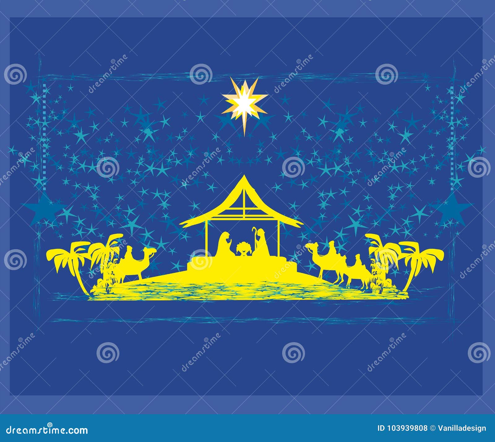 Biblical Scene - Birth Of Jesus In Bethlehem. Royalty-Free Cartoon ...