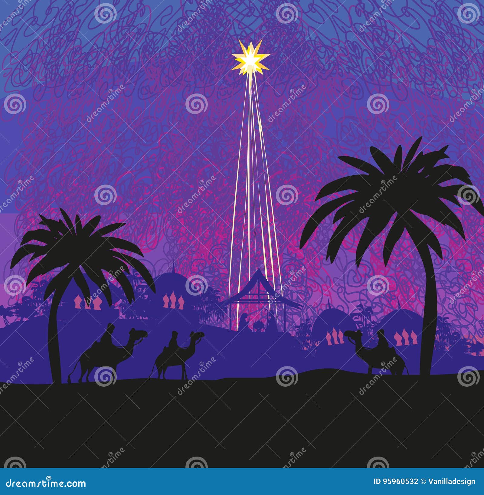 Biblical Scene - Birth of Jesus in Bethlehem. Stock Vector ...