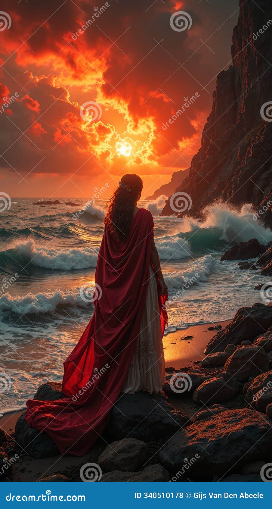 Biblical Scene Of Miriam At Red Sea Waves Parting Dramatic Lighting ...