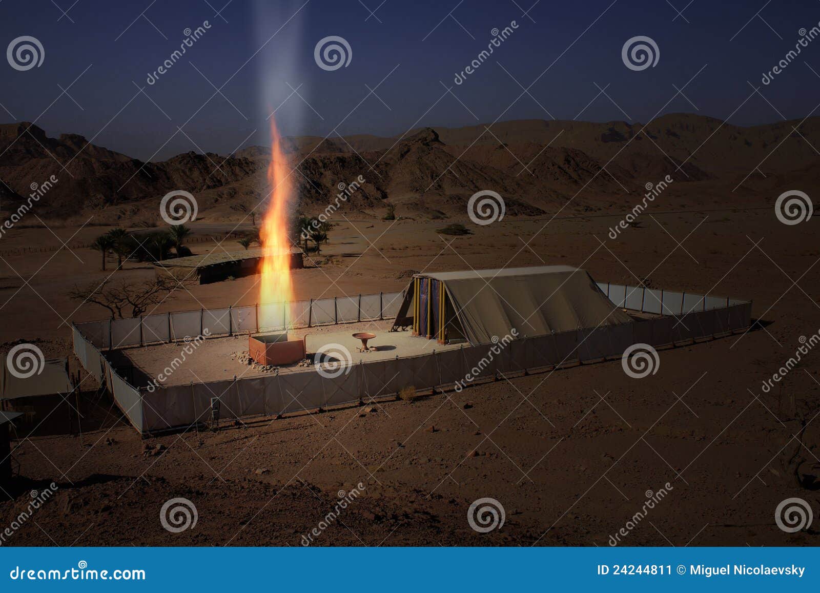 Biblical Tabernacle Model with the Altar Burning Stock Image - Image of ...