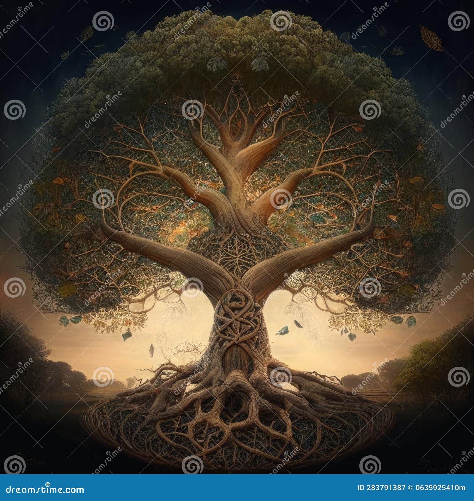 Biblical Tree of Life. Mythological Symbol of Paradise Stock ...