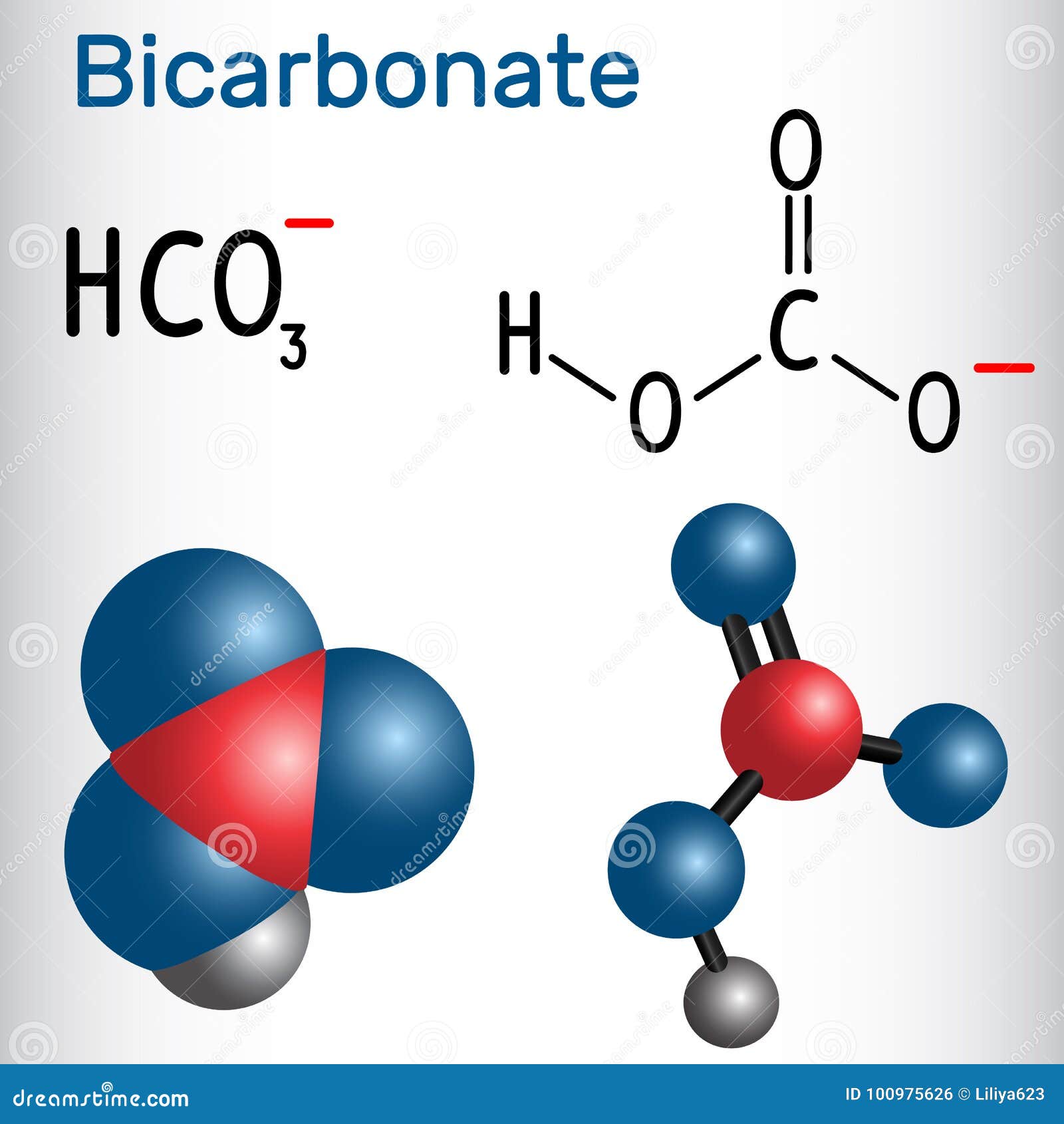Bicarbonaatanion HCO3 - Structurele Chemische Formule En Mol Vector ...