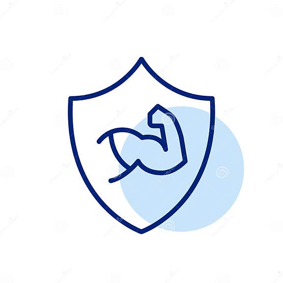 Bicep Curl on Shield. Security and Strong Protection. Pixel Perfect ...