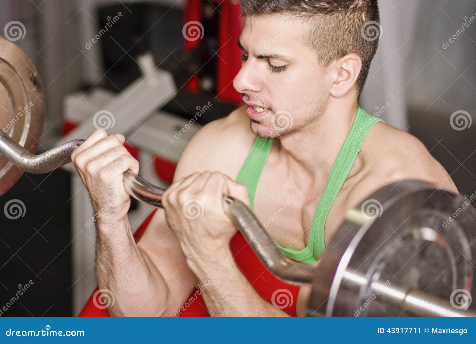 Biceps bar exercises stock image. Image of sport, training - 43917711