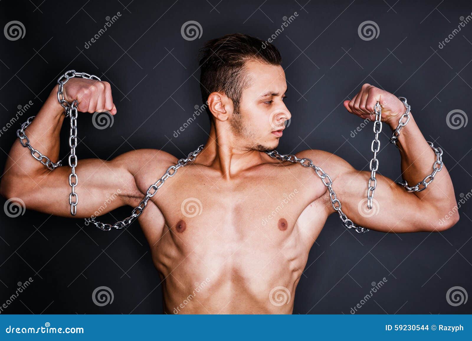 Biceps with chains stock photo. Image of shaped, tense - 59230544