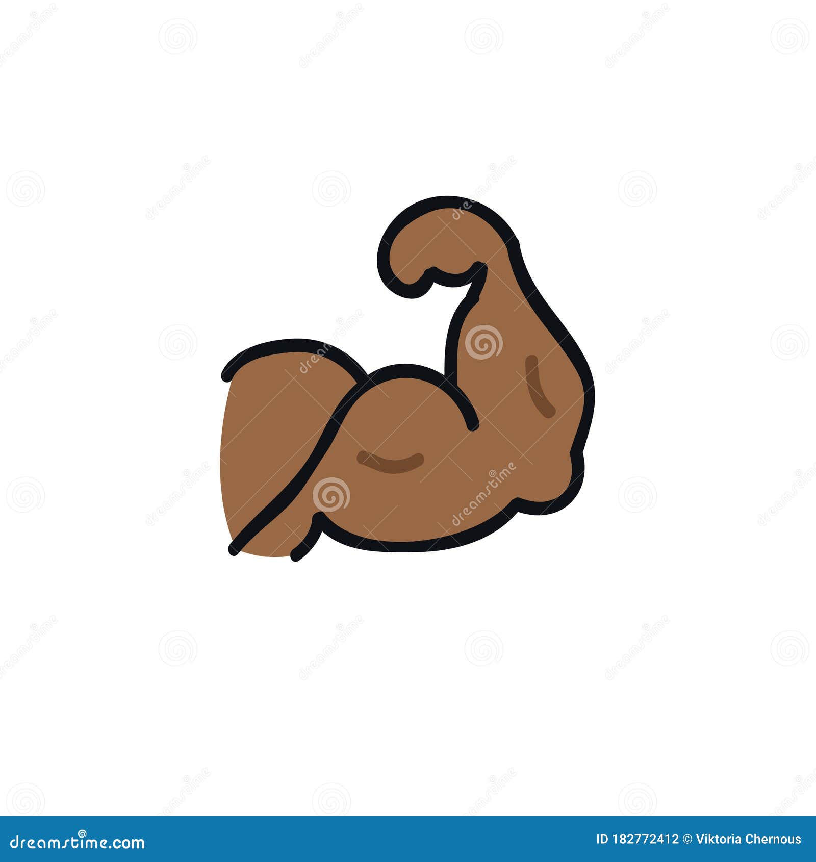 Doodle Biceps Vector Isolated Emoji Gesture Flat Illustration. Muscle ...