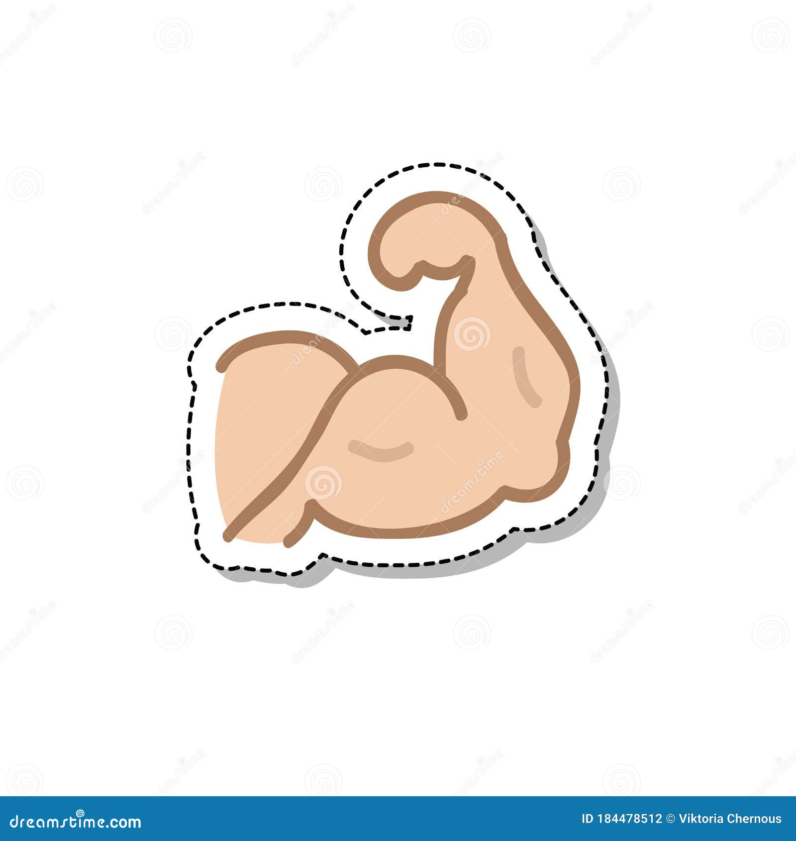 Biceps doodle sticker icon stock vector. Illustration of fitness ...
