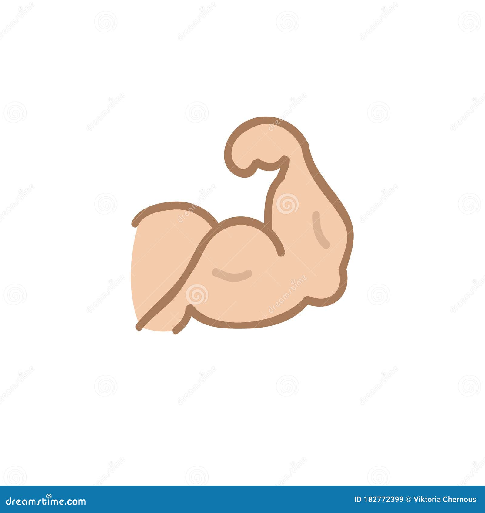 Doodle Biceps Vector Isolated Emoji Gesture Flat Illustration. Muscle ...