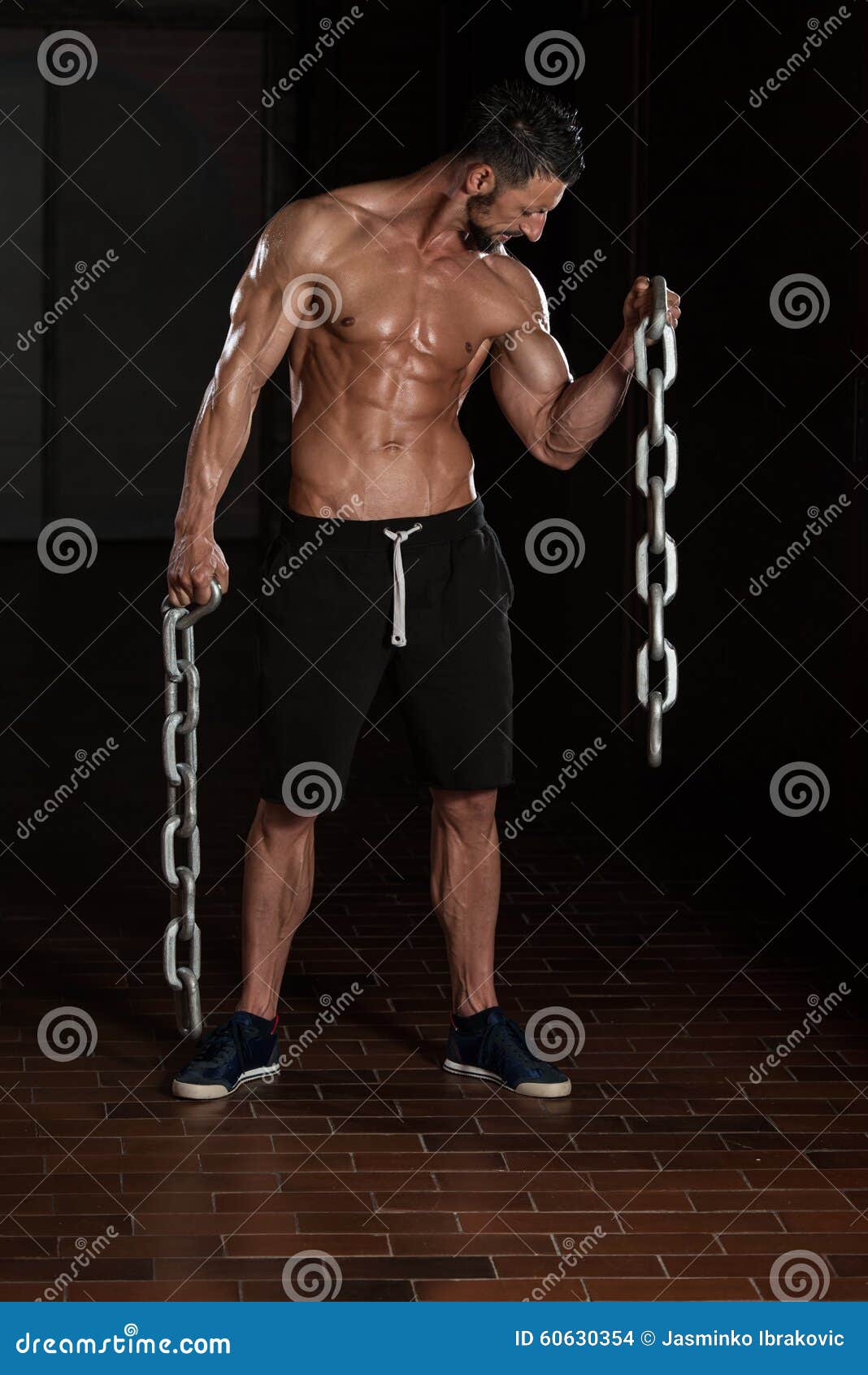 Biceps Exercise with Chains Stock Photo - Image of model, chain: 60630354