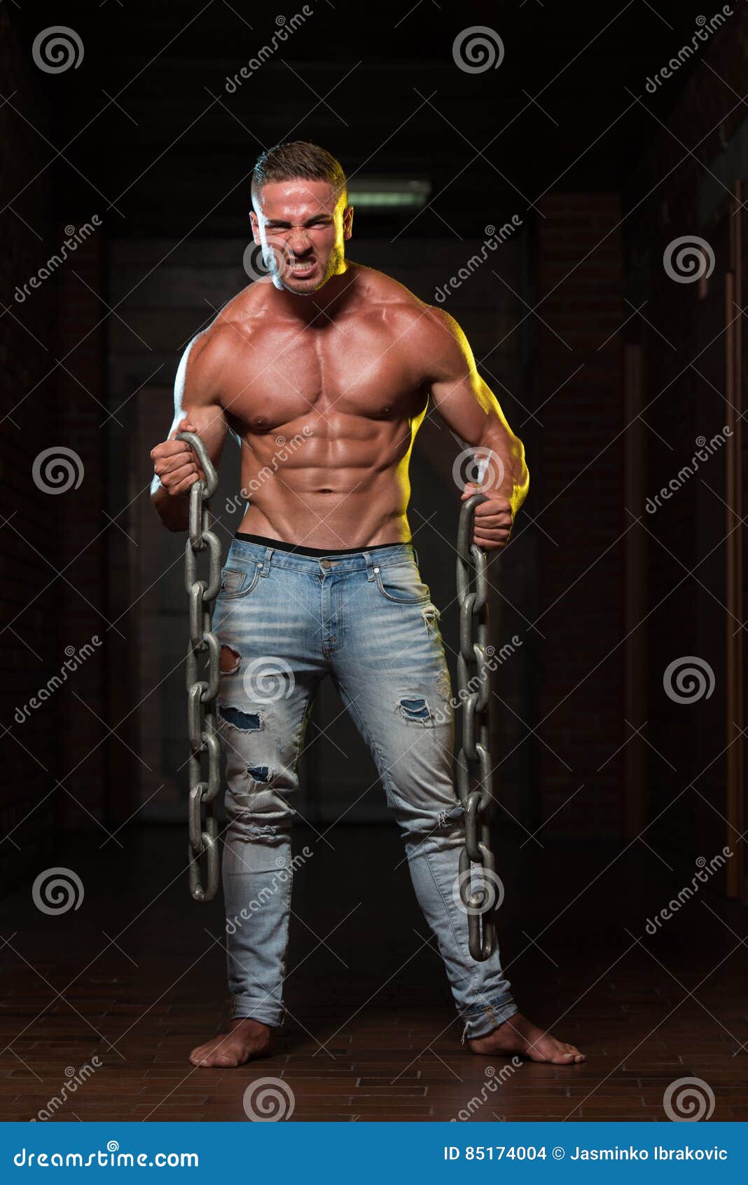Biceps Workout with Chains stock photo. Image of fitness - 85174004