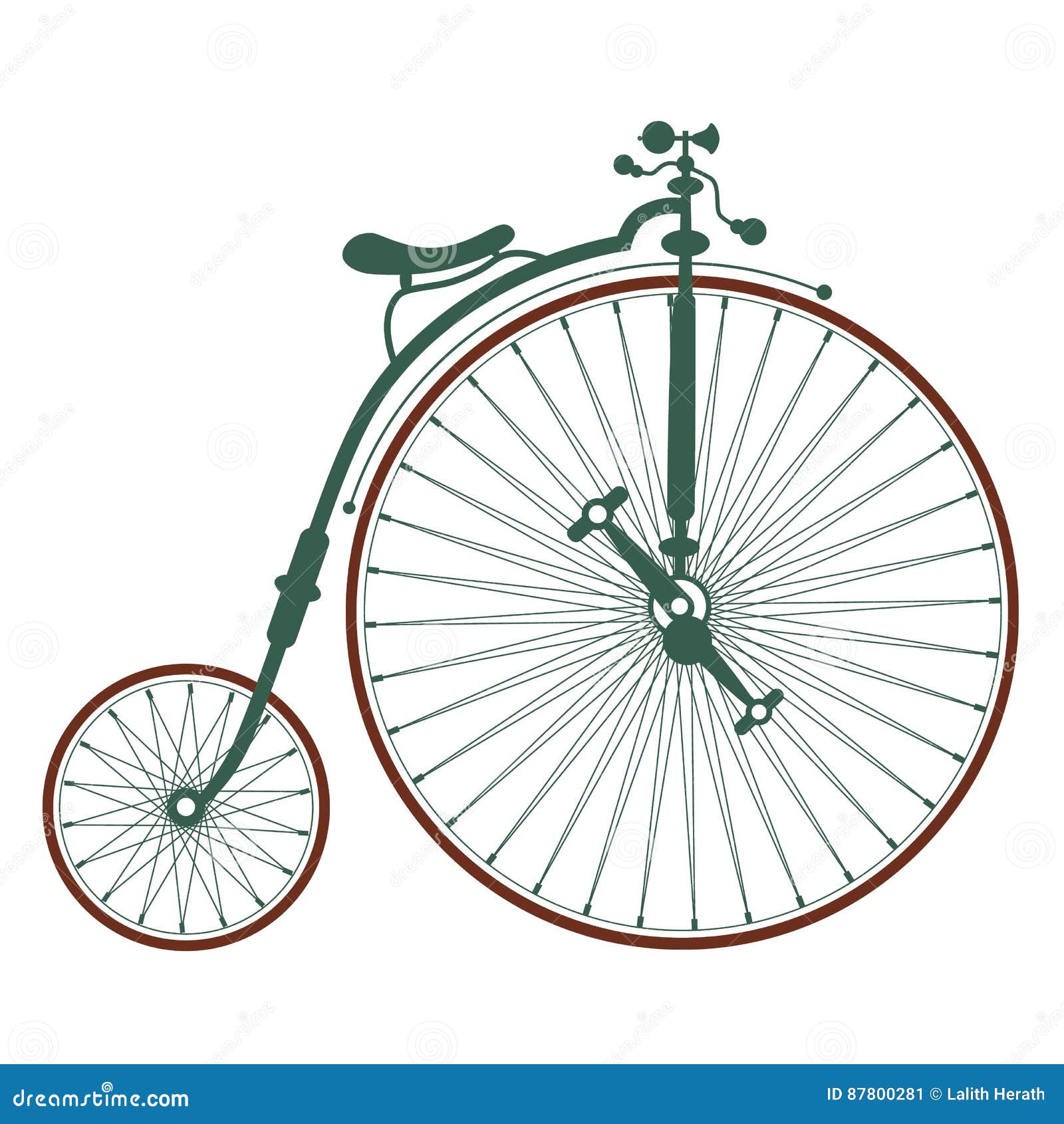 Bicicleta Antiga Velha Com Grande Roda E a Roda Pequena Ilustração do ...