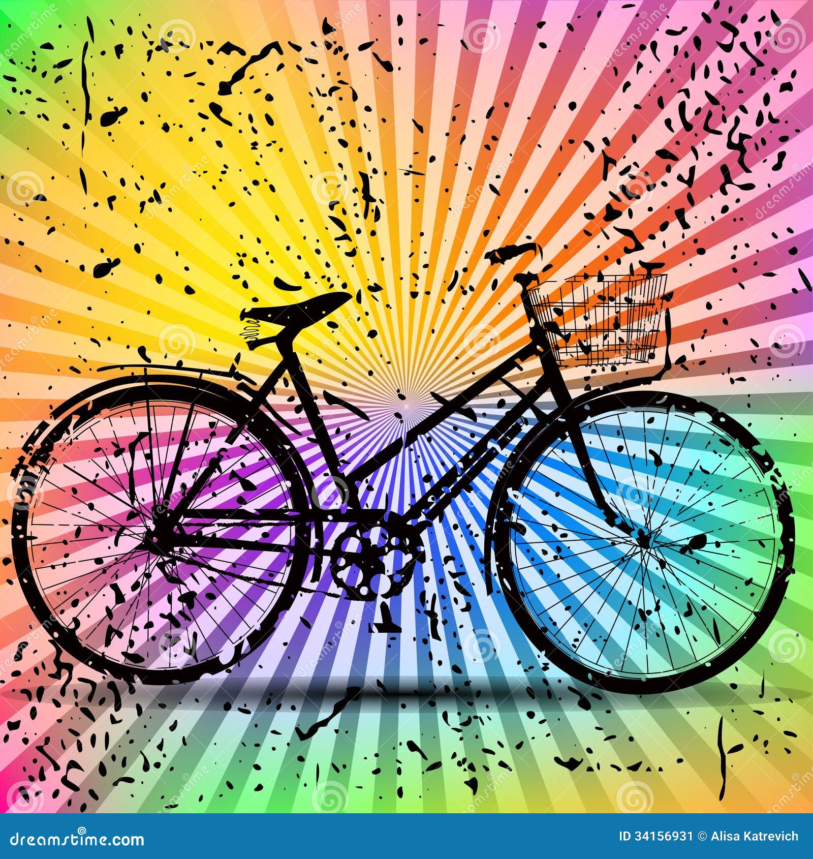 Bicicleta Retro Do Vintage Com Fundo Colorido Ilustração do Vetor ...