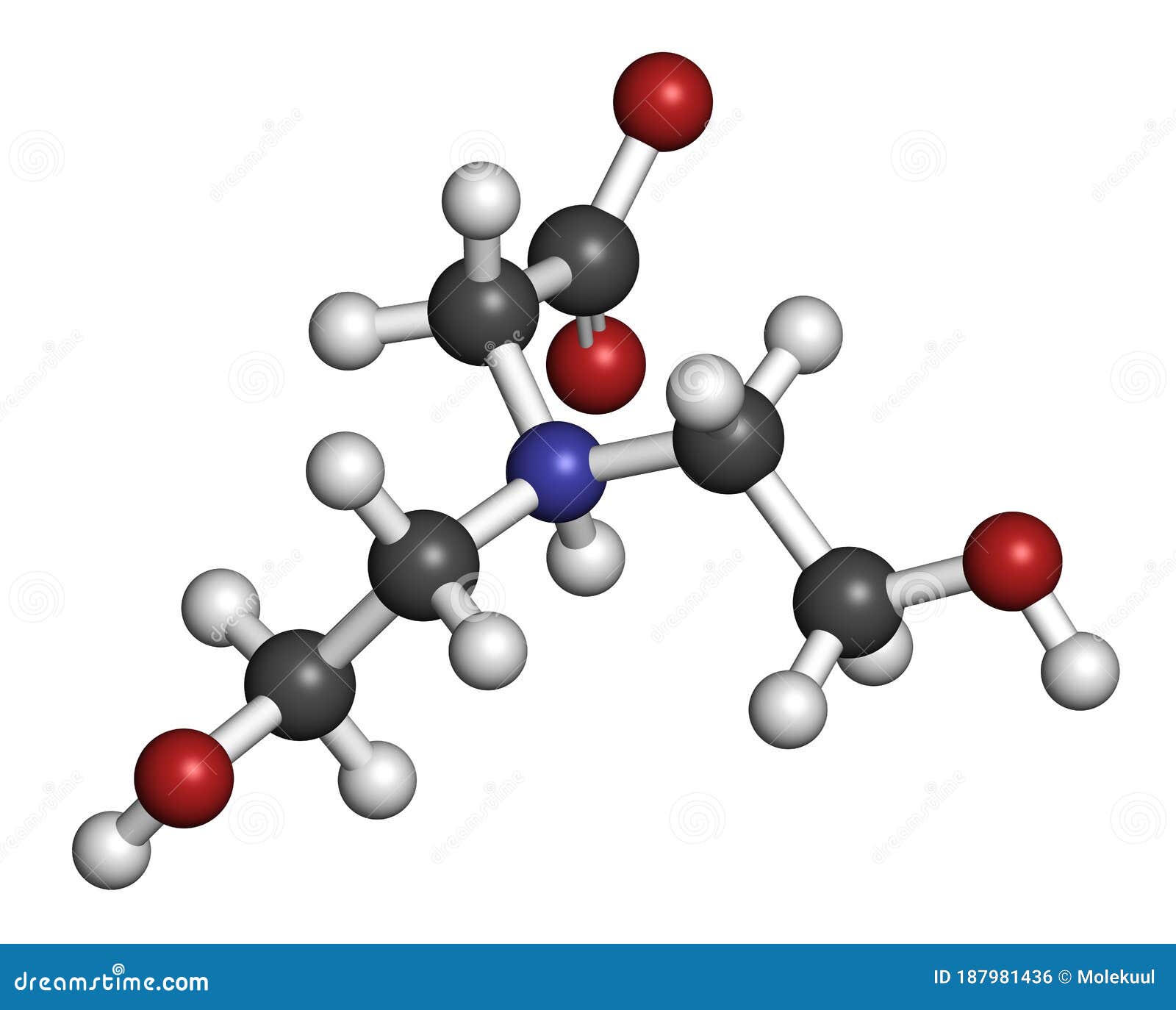 Bicine Buffering Agent Molecule. 3D Rendering. Atoms Are Represented As ...