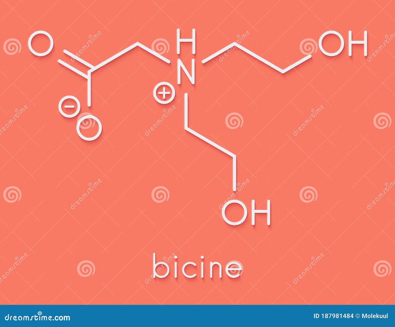 Bicine Buffering Agent Molecule. 3D Rendering. Atoms Are Represented As ...