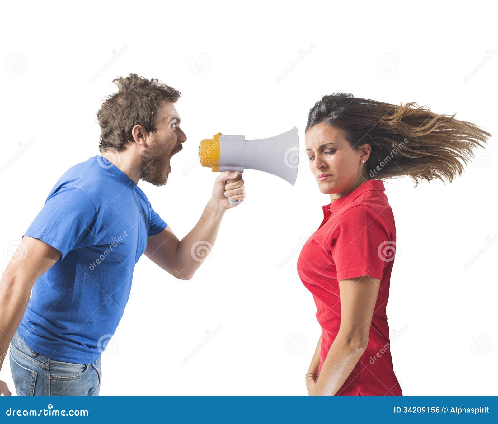Bickering couple stock photo. Image of loudspeaker, humor - 34209156