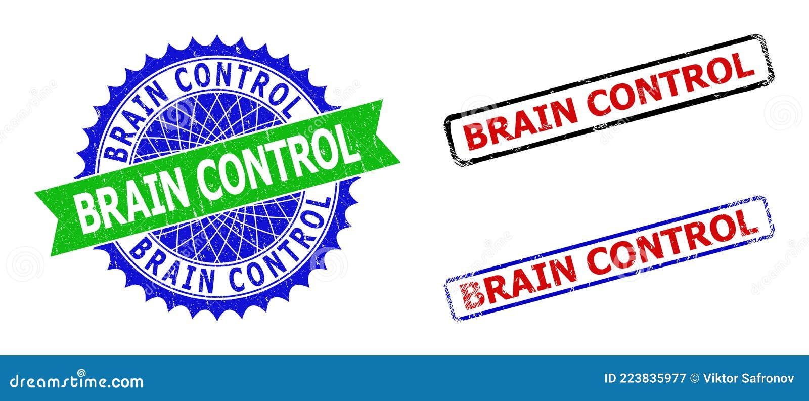 BRAIN CONTROL Rosette and Rectangle Bicolor Watermarks with Unclean ...