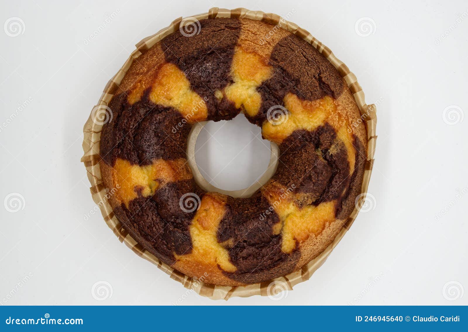 Bicolor Cake on a Baking Sheet Isolated on White Background. Top View ...