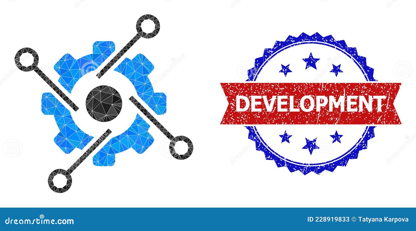 Bicolor Grunge Rubber Stamp with Smart Development Triangle Low-Poly ...