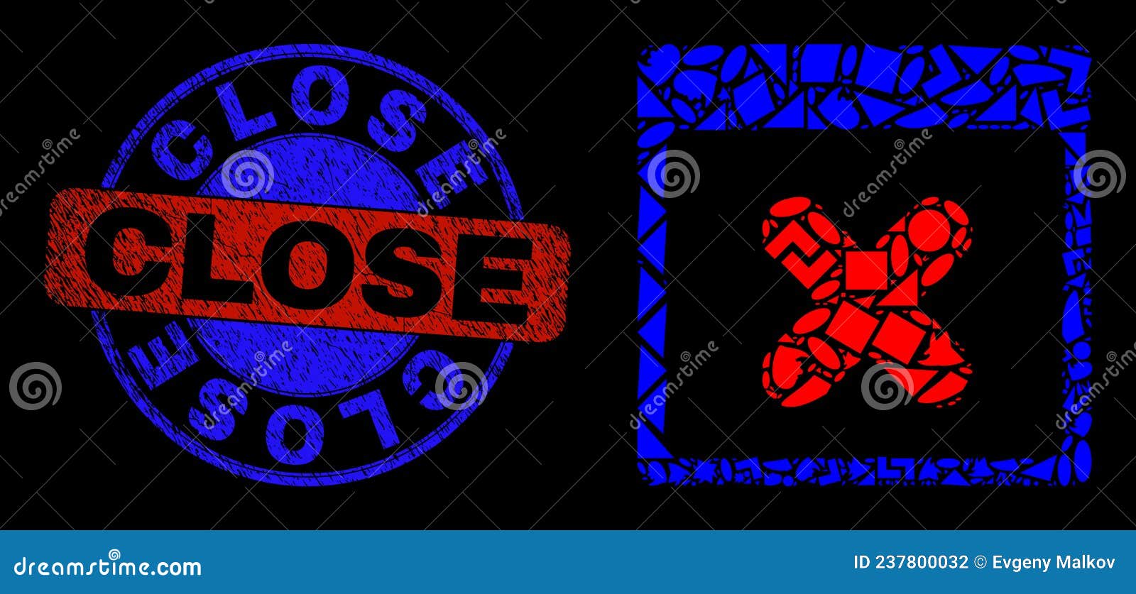 Bicolor Rubber Close Stamp and Geometric Mosaic Close Application ...