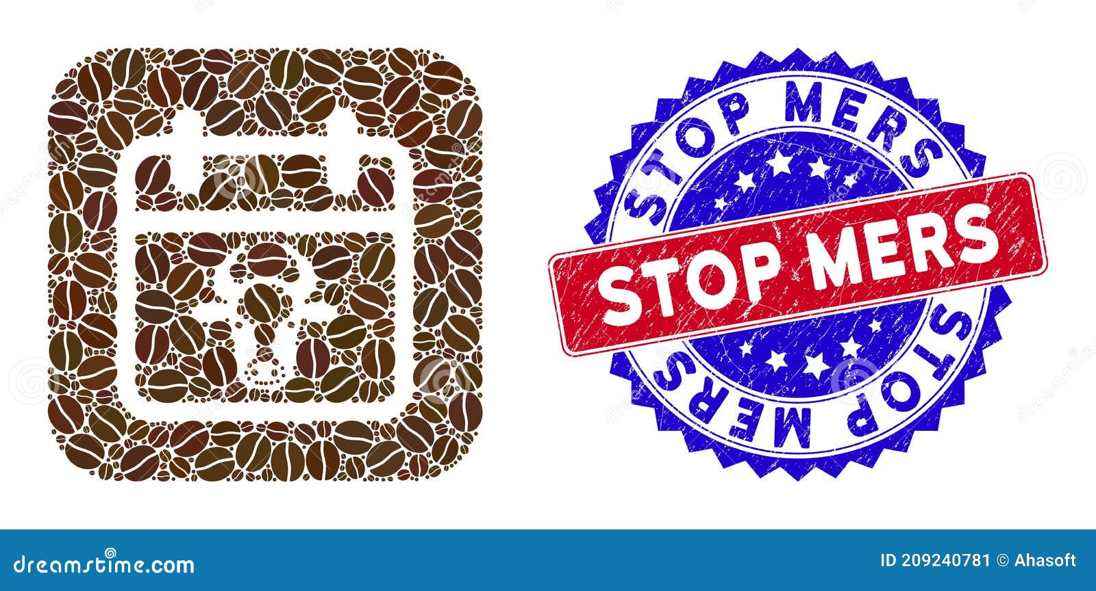 Bicolor Stop Mers Grunge Stamp with Coffee Seeds Inverted Mosaic Bull ... Bicolor Stop Mers Grunge Stamp with Coffee Seeds Inverted Mosaic Bull ...