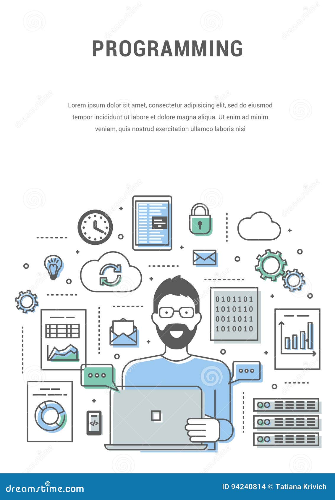 Bicolour Blue Green Banner Programmer Who Creates Computer Software ...