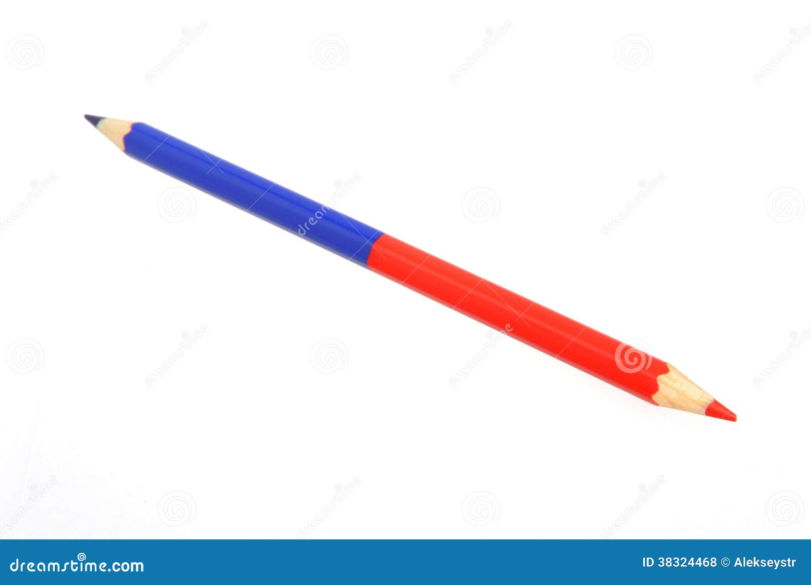 Bicoloured Red and Blue Pencil Isolated on White Stock Photo - Image of ...