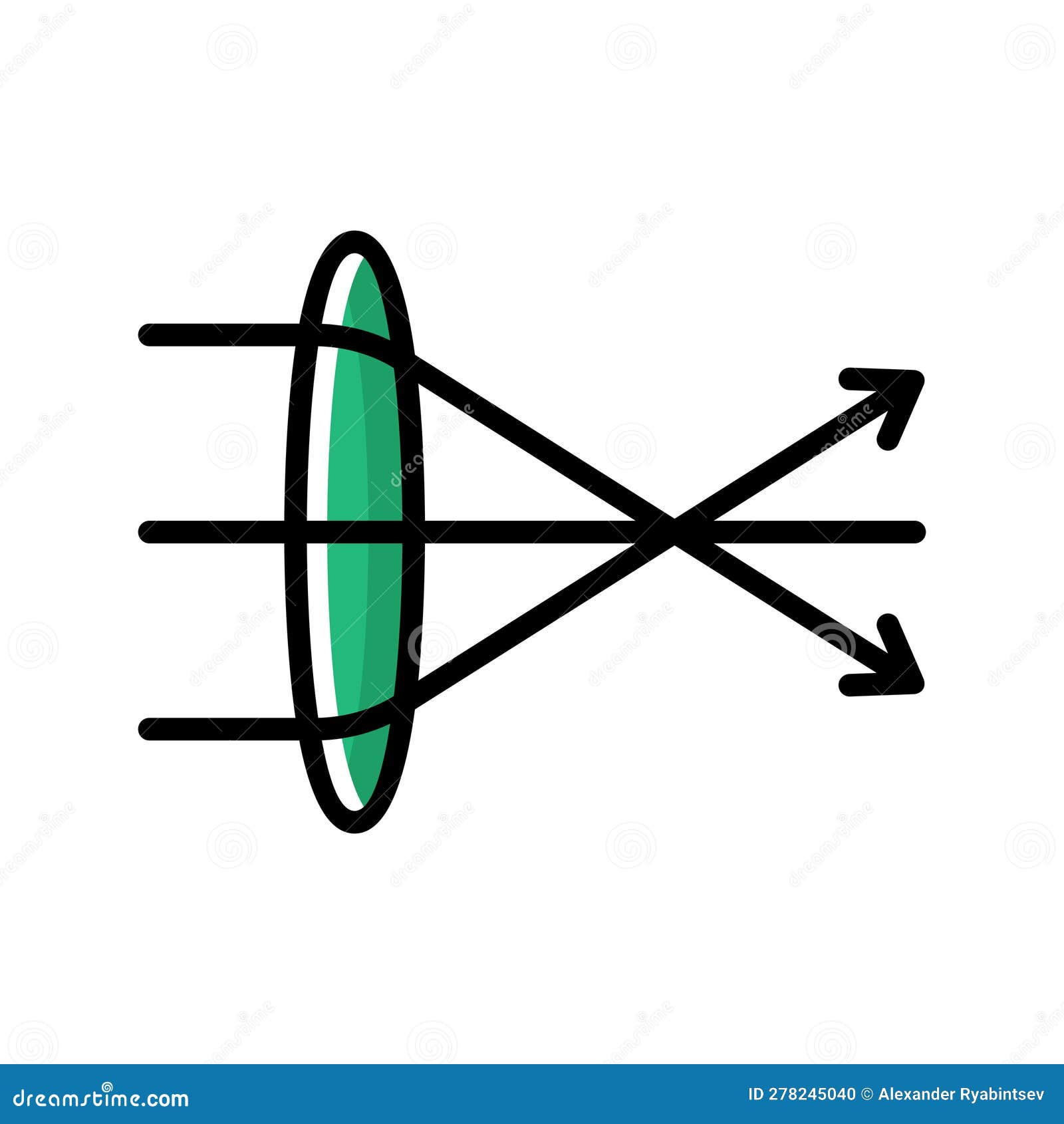 Biconvex Lens Refraction Rays Line Colourful Vector Icon. Physics Law ...