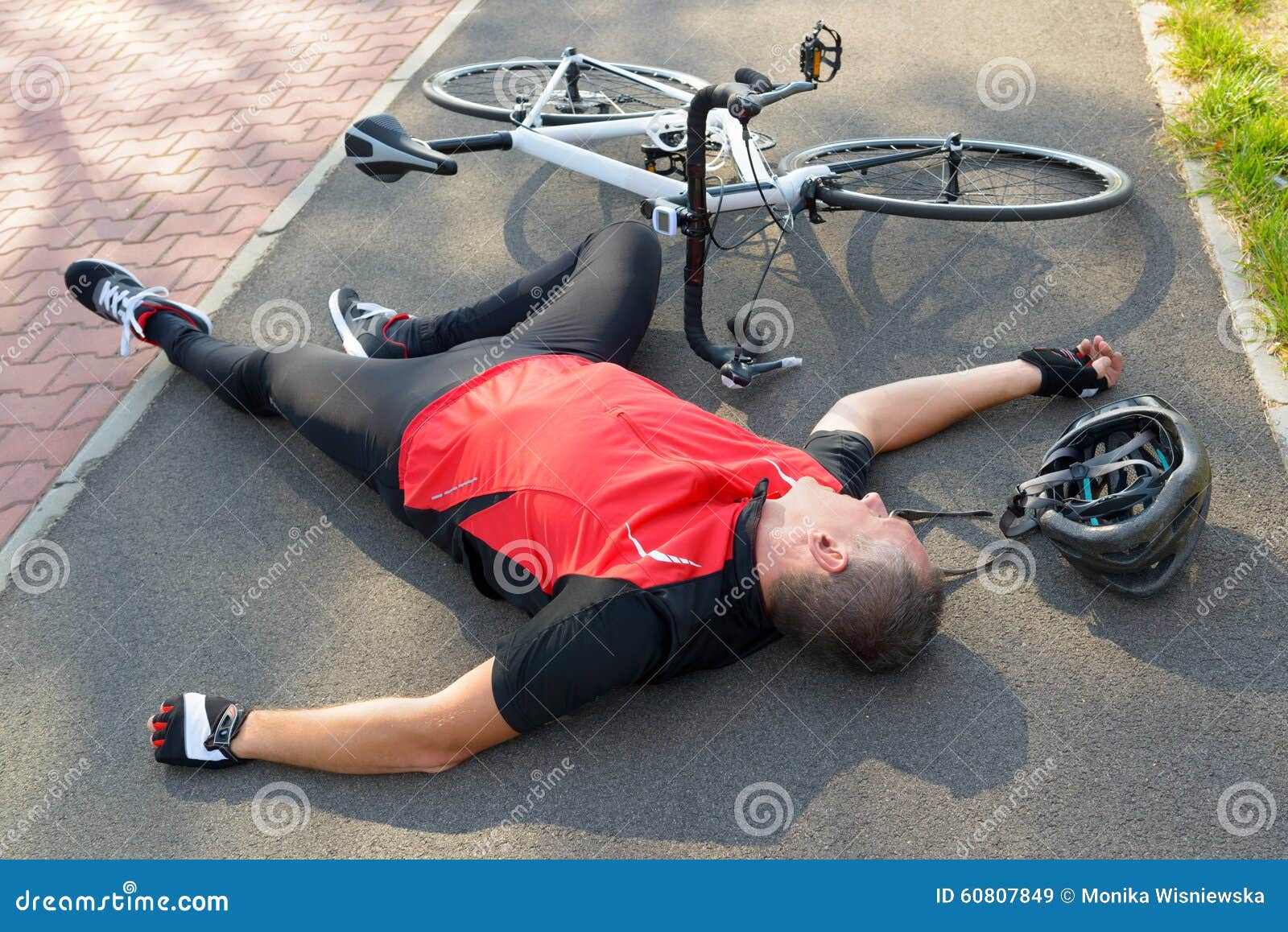 Bicycle accident stock image. Image of bicycling, outdoors - 60807849
