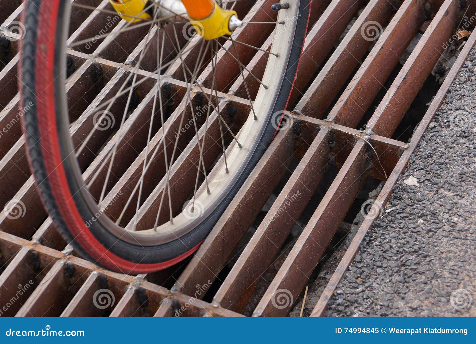 Bicycle accident stock image. Image of dangerous, accident - 74994845