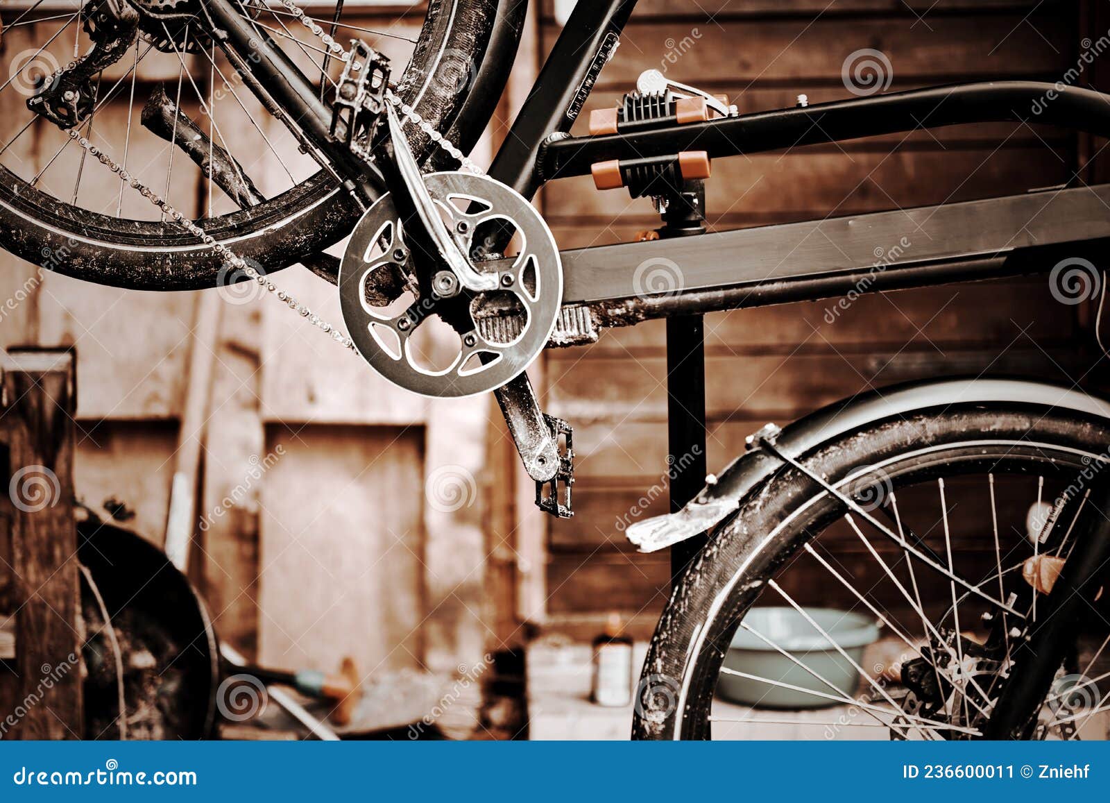 Bicycle on the Assembly Stand for Maintenance and Repair, Technical ...
